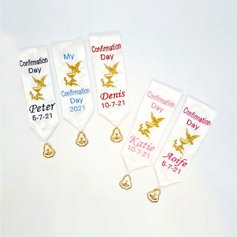 Personalised Confirmation Badge White - Lena's Sewing